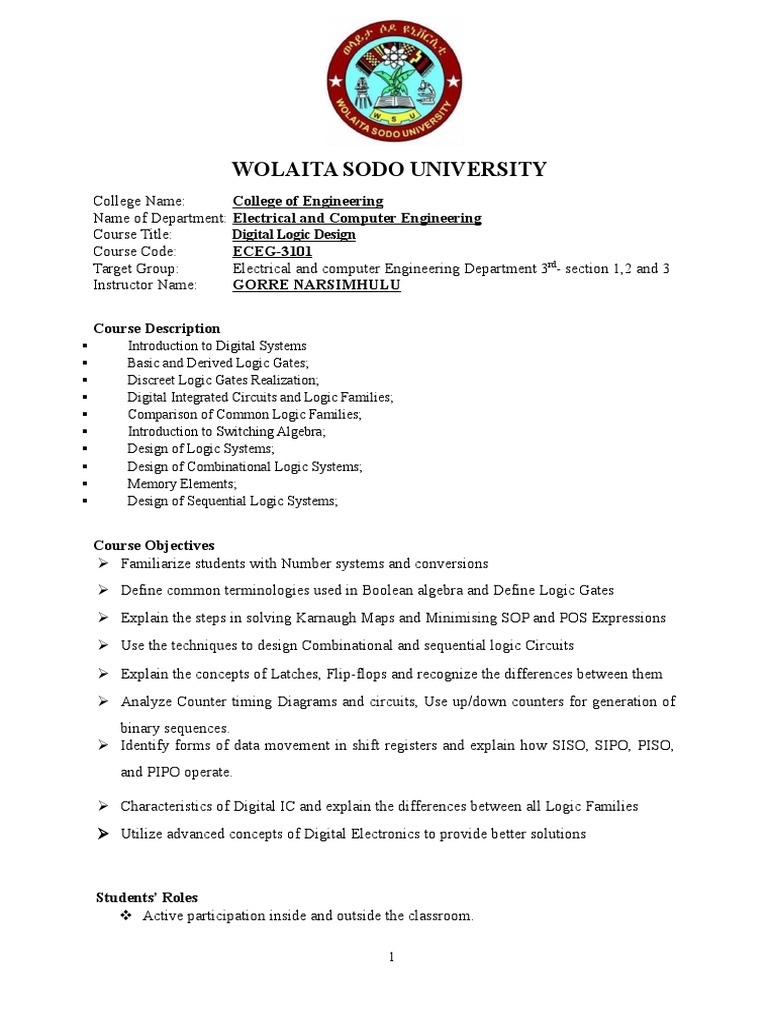 Wolaita Sodo University: College of Engineering | PDF | Logic Gate ...