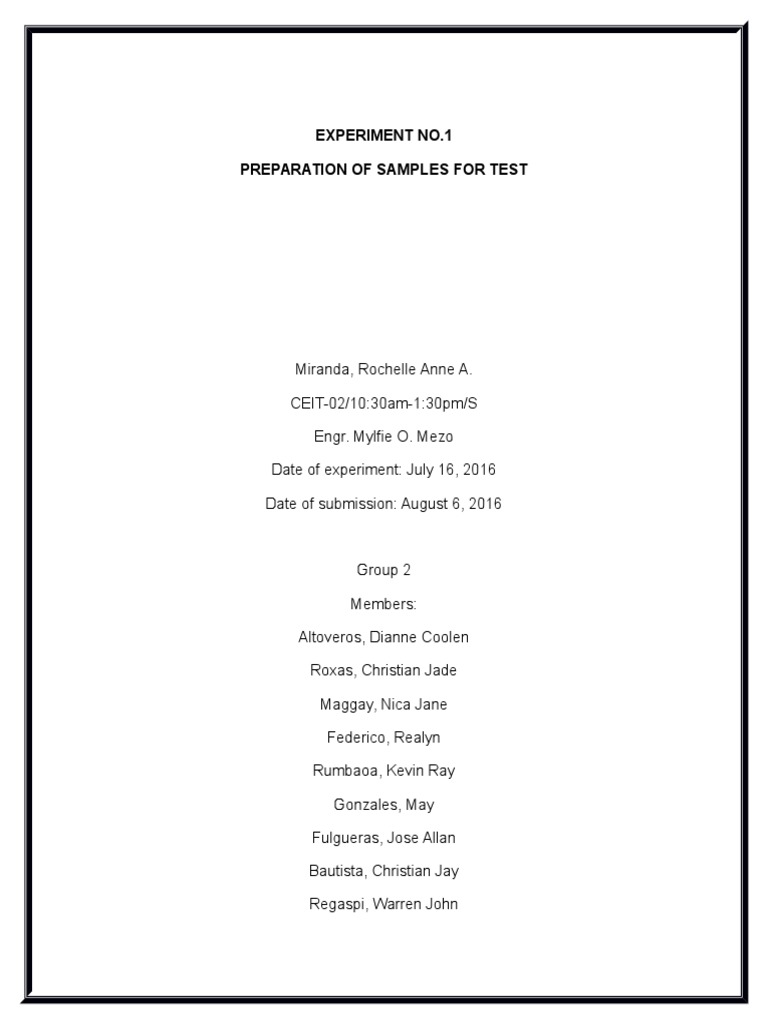 Experiment No.1 Preparation of Samples For Test | PDF | Materials ...