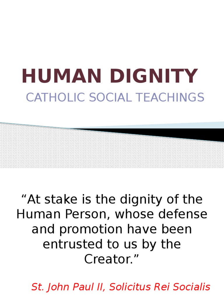 Human Dignity | Catholic Social Teaching | Soul