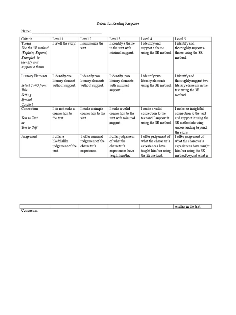 Student Reading Response Guide | PDF | Language Arts & Discipline ...