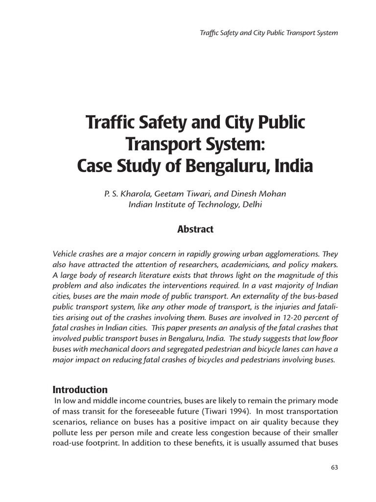Traffic Safety and City Public Transport System - Case Study of Be ...