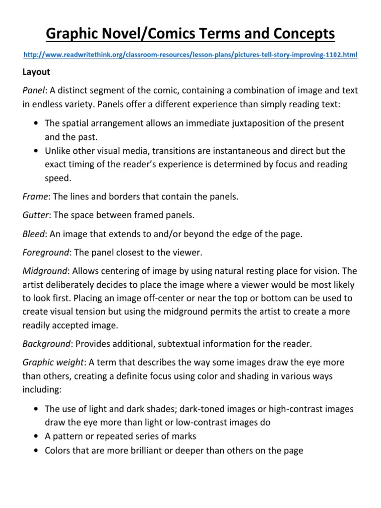 Graphic Novel Terms | PDF | Comics