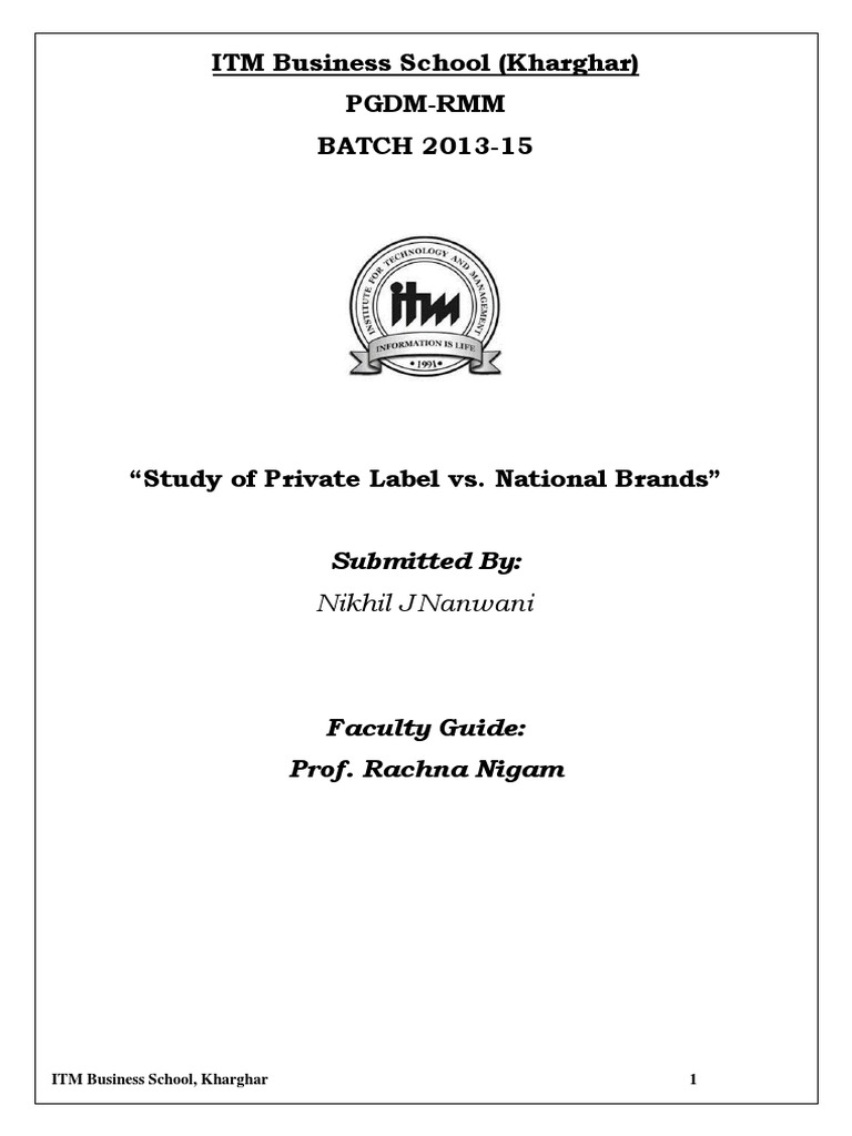 Private Label vs. National Brands Study | PDF | Private Label | Retail