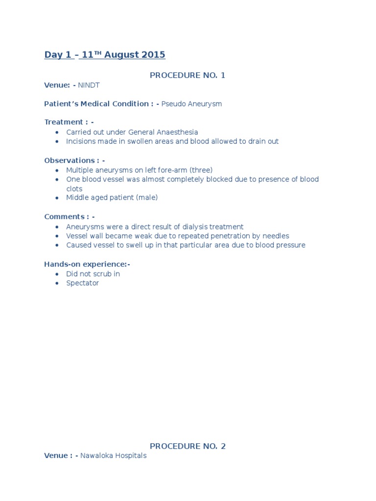 Log Book | PDF | Vein | Surgery