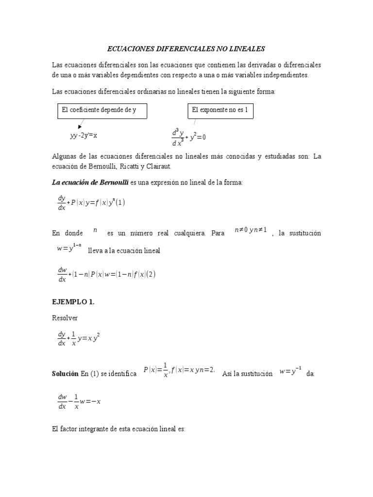 Ecuaciones Diferenciales No Lineales | PDF | Métodos y materiales de ...