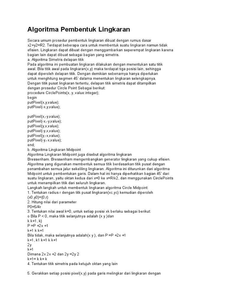 Algoritma Efisien Pembentuk Lingkaran | PDF