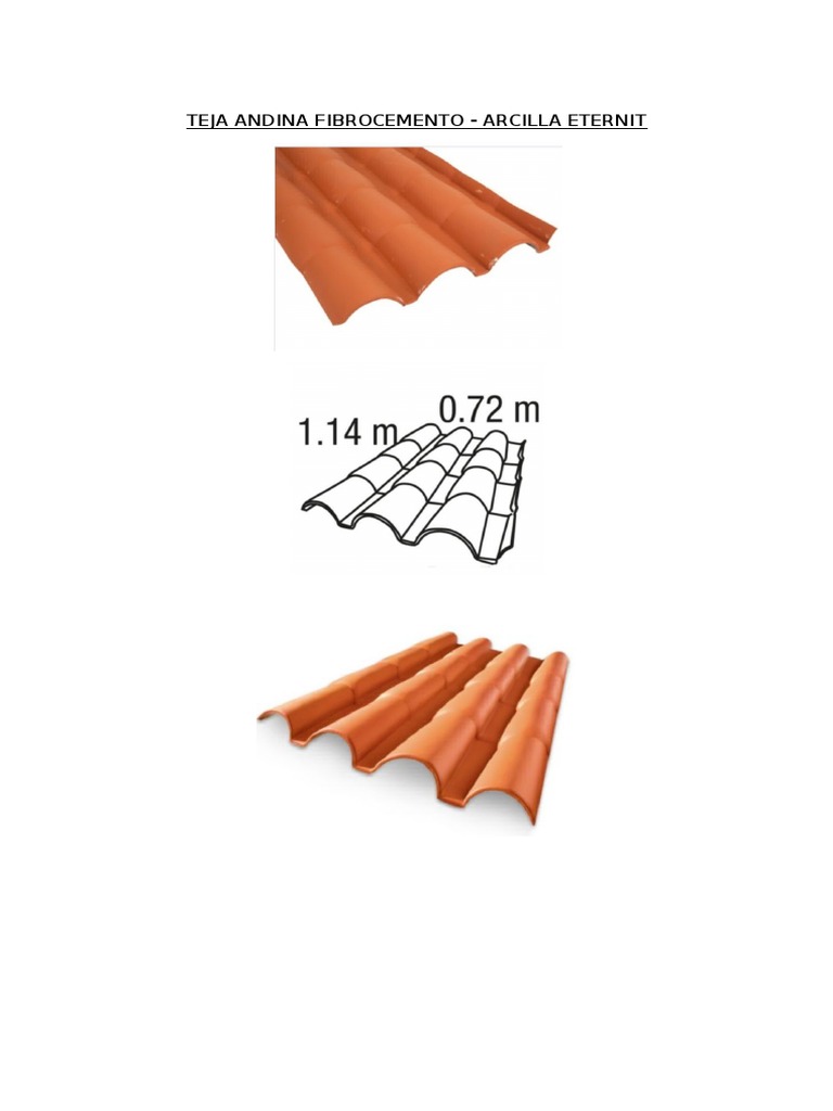 Teja Andina Fibrocemento - Especificaciones Tecnicas | PDF