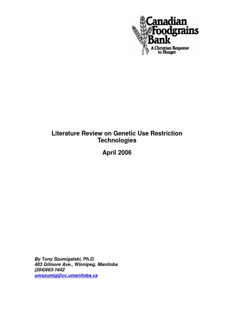 Literature Review On Genetic Use Restriction Technologies April 2006 ...