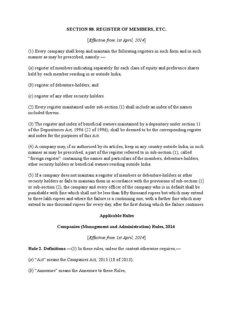 SECTION 88 Companies Act | Securities (Finance) | Stocks