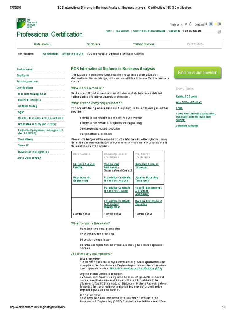 BCS International Diploma in Business Analysis _ Business Analysis ...