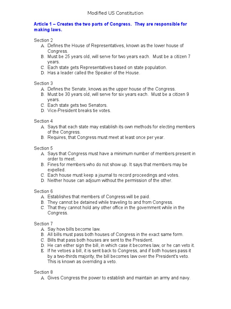 Overview of the U.S. Constitution | PDF | United States Constitution ...