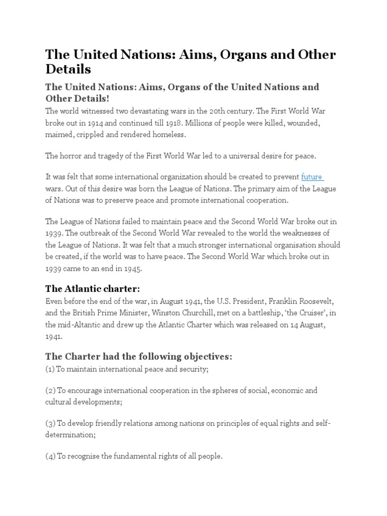 The United Nations: Aims, Organs and Other Details | Download Free PDF ...