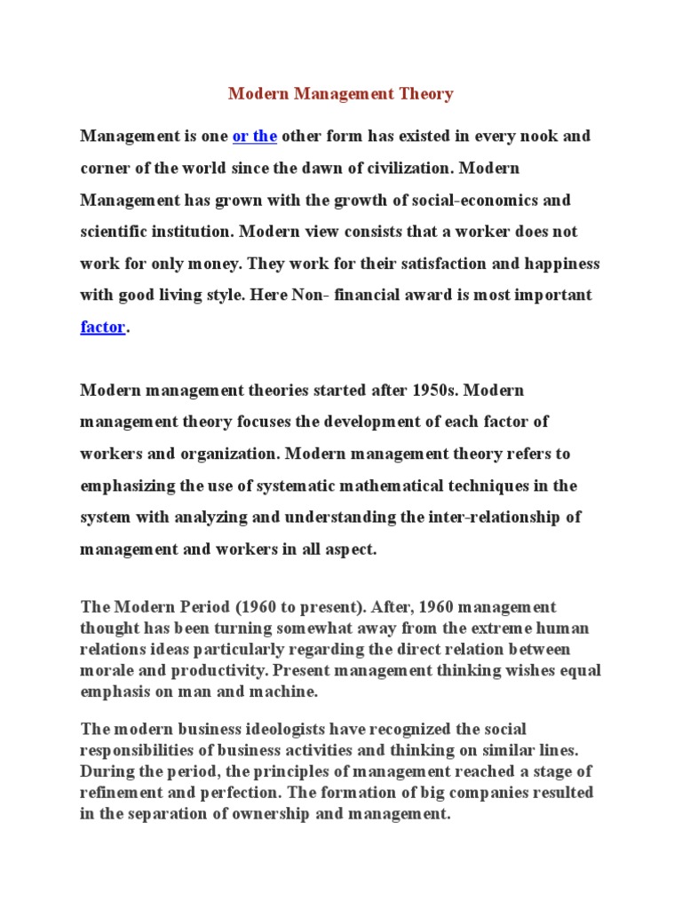 Modern Management Theory | PDF | System | Systems Thinking