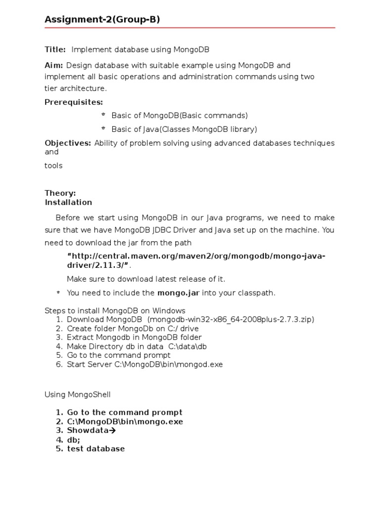 Assignment Group 2B | PDF | Mongo Db | Databases