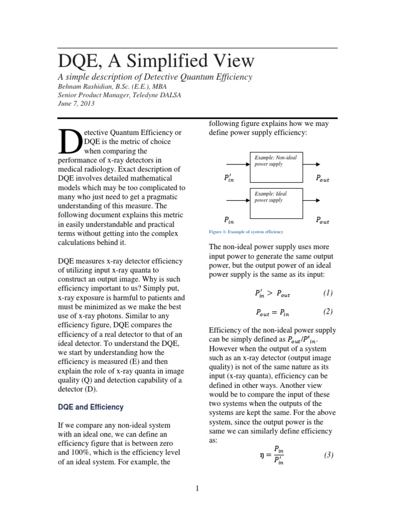 DQE Simplified | PDF | Optics | Applied And Interdisciplinary Physics