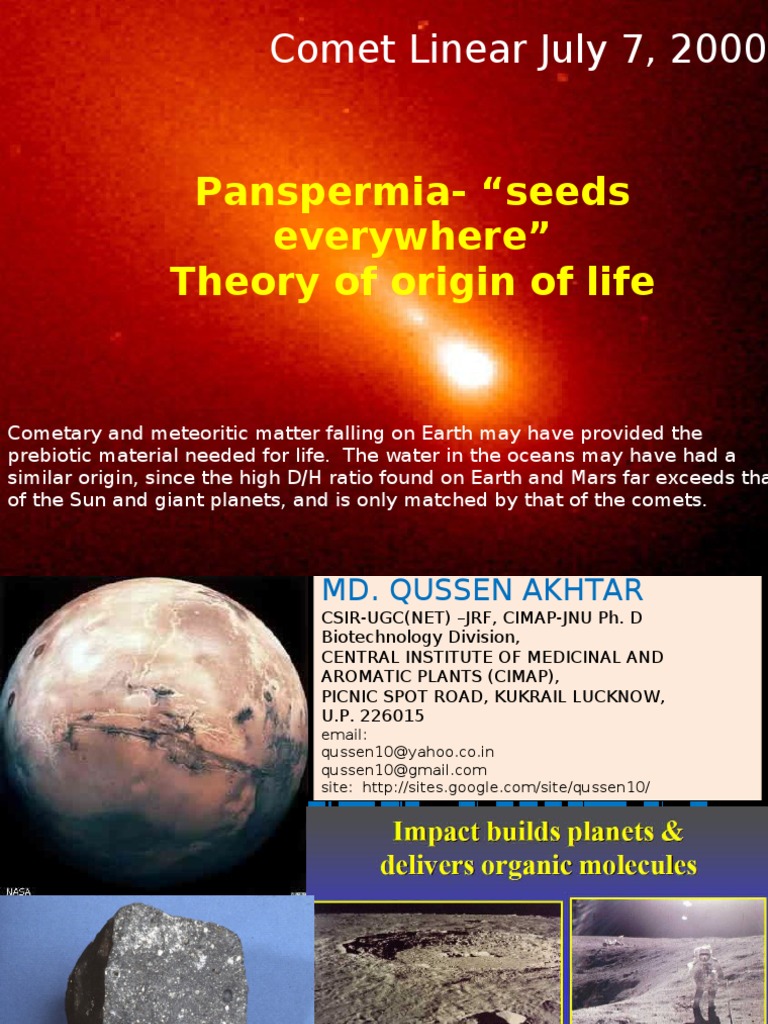 Panspermia - "Seeds Everywhere" | PDF | Abiogenesis | Life
