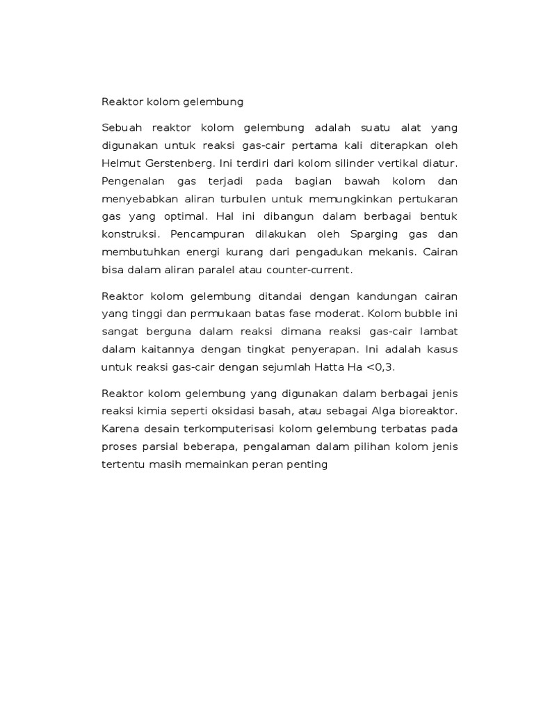 Reaktor Kolom Gelembung | PDF