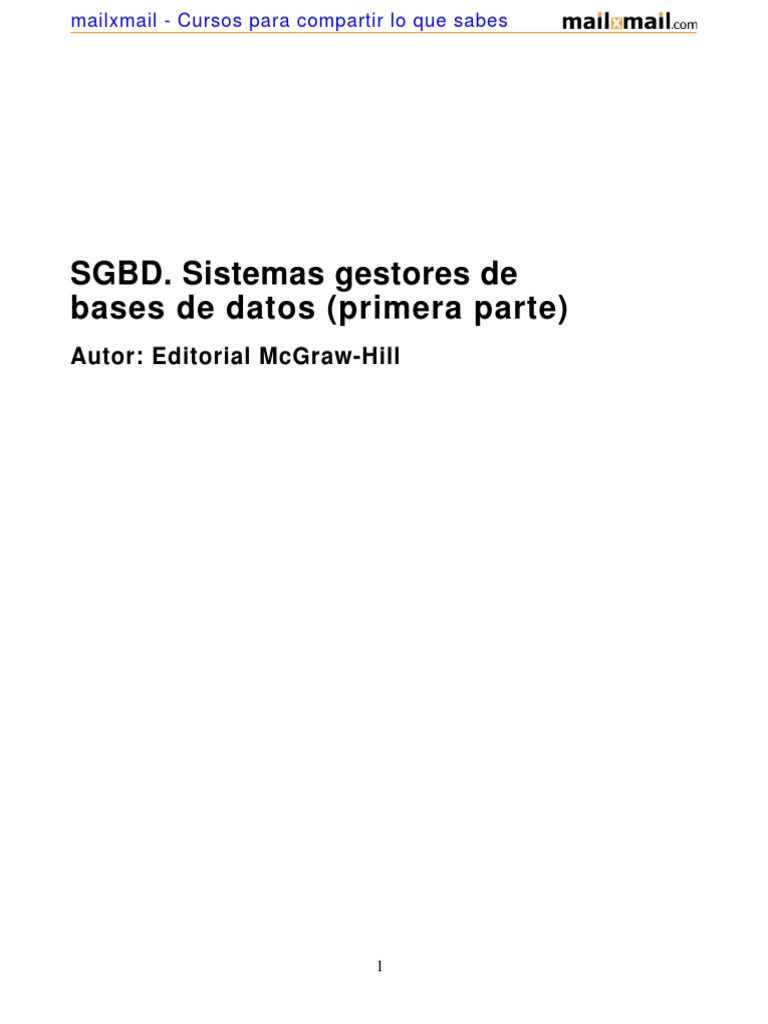SGBD Sistemas Gestores Bases Datos Primera Parte 22206 Completo PDF ...