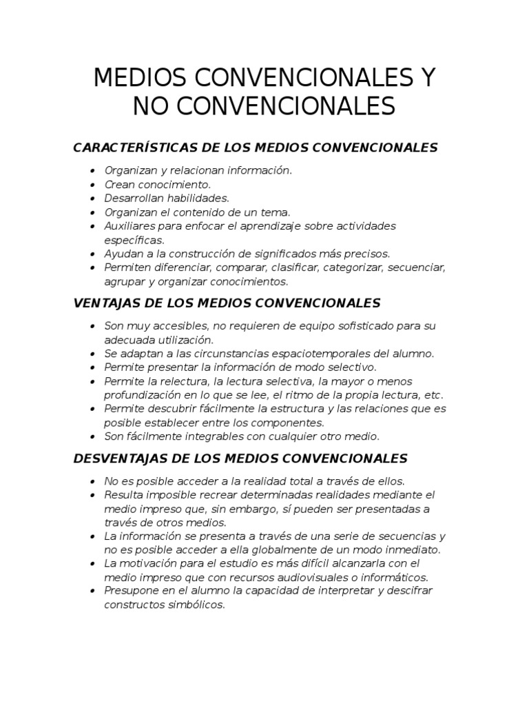 Características de Los Medios Convencionales | Publicidad | Lectura ...