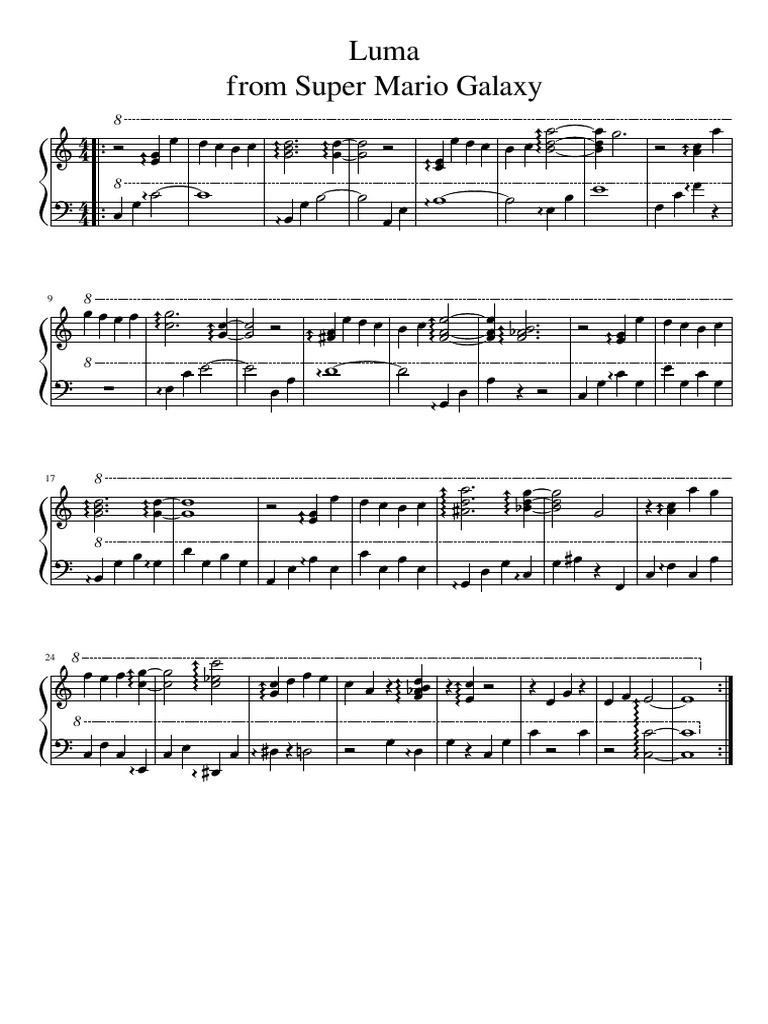 Luma Rosalinas Story Book From Super Mario Galaxy Piano Solo