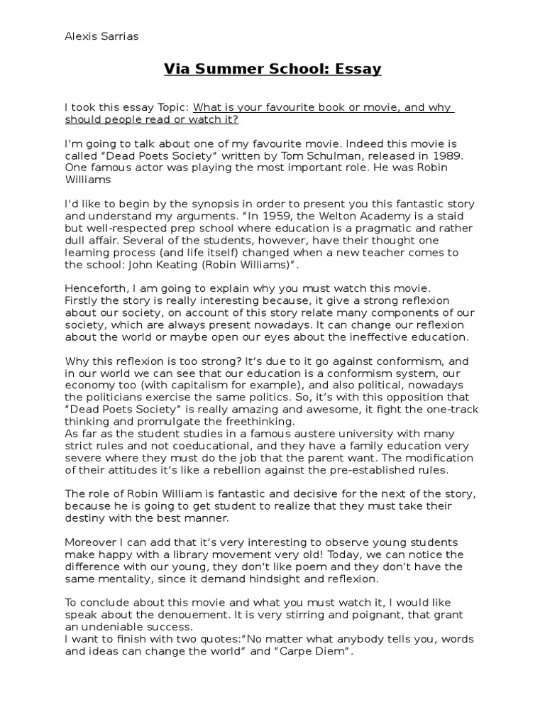 Via Summer School - ESSAy | PDF