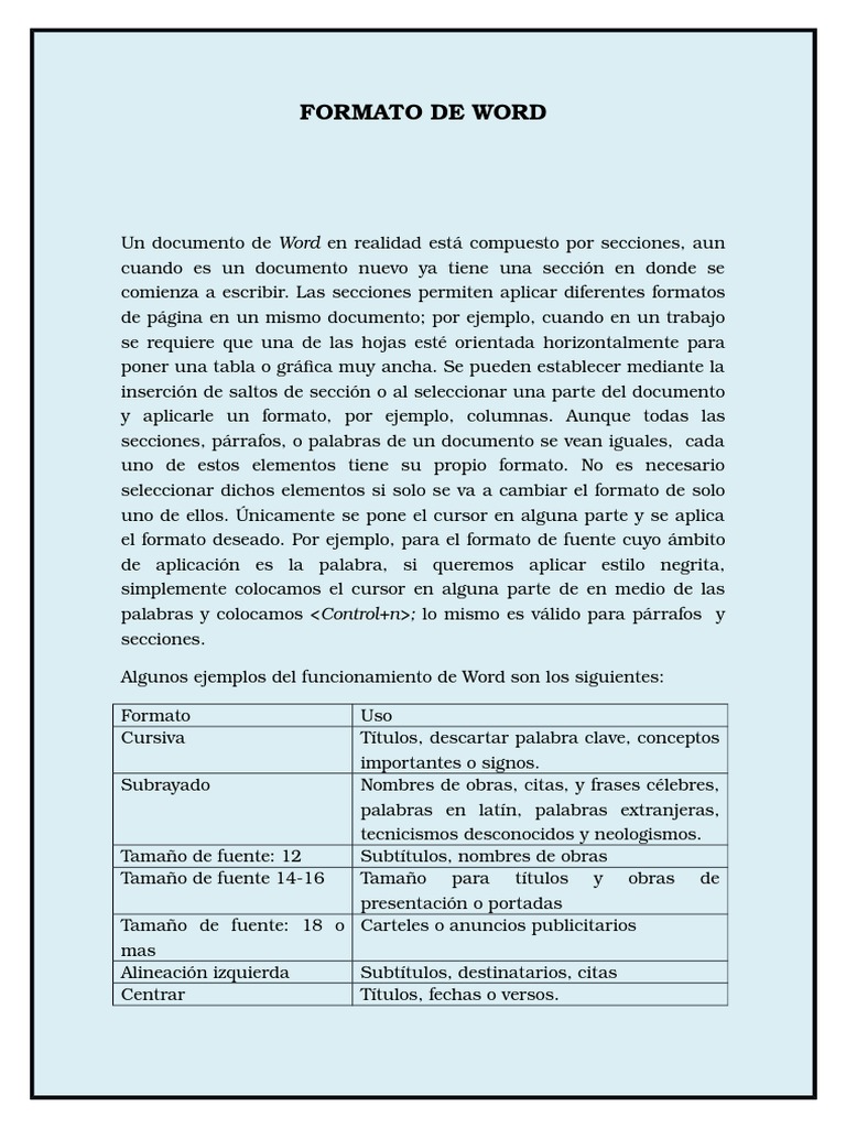 Niveles de Formato de Word | PDF