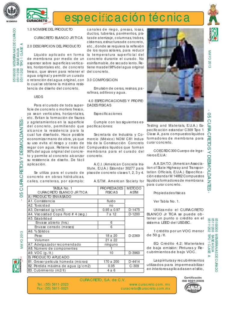 CURACRETO | PDF | Hormigón | Agua