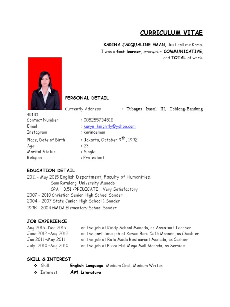 Curriculum Vitae: Personal Detail | PDF