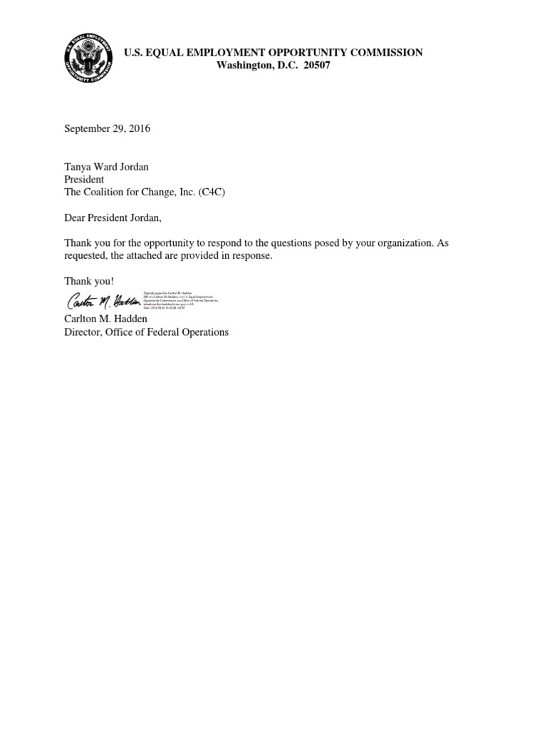 EEOC Responses To C4C Federal Sector EEO Program Inquiry 2016 ...