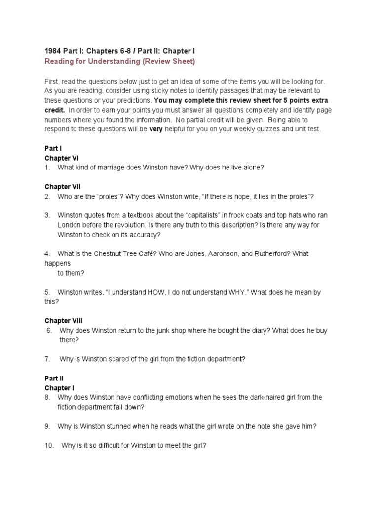 1984partichapters6 8partiichapterireviewsheet | PDF