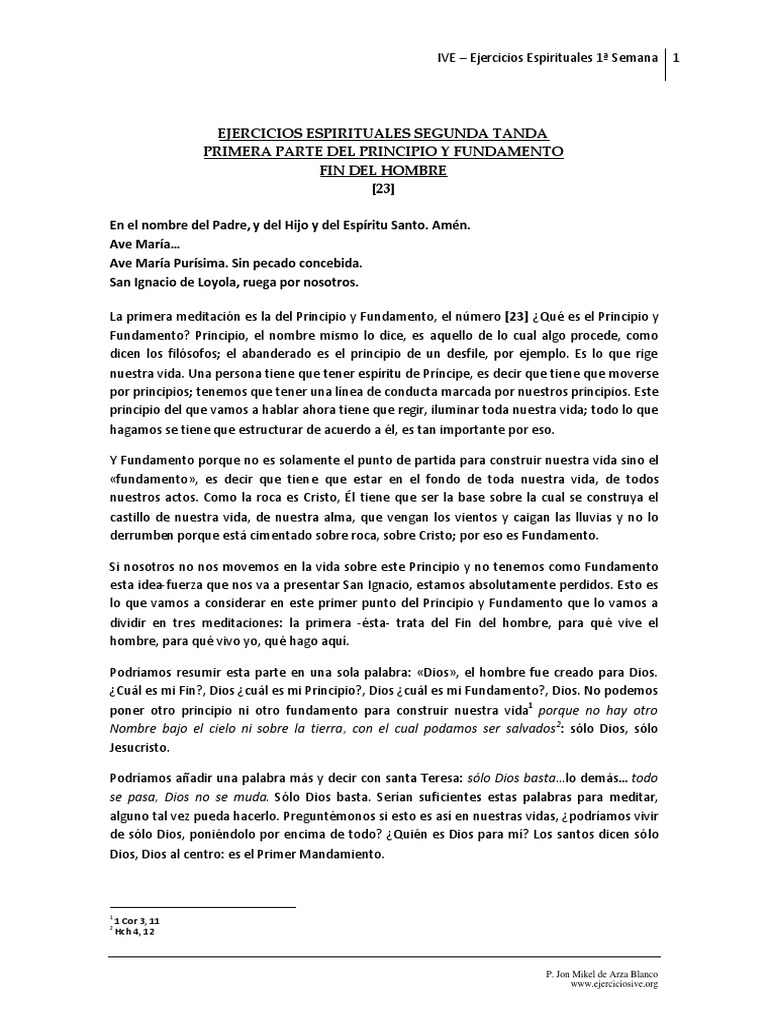 01 Principio y Fundamento Primera Parte Fin Del Hombre P Jon de Arza IVE | PDF | Dios | Mitos de ...