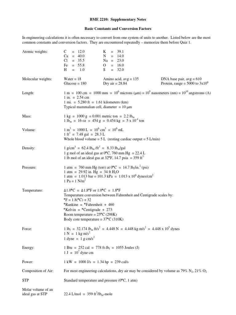 Basic Constants and Conversions | PDF