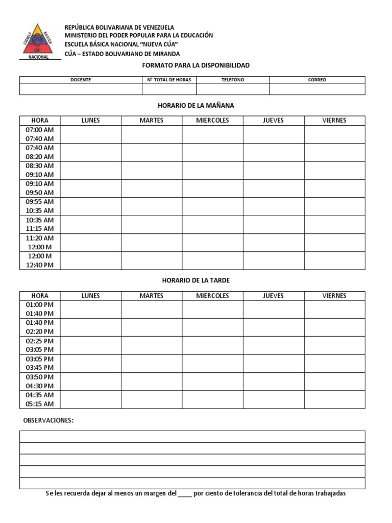 Formato para La Disponibilidad | PDF