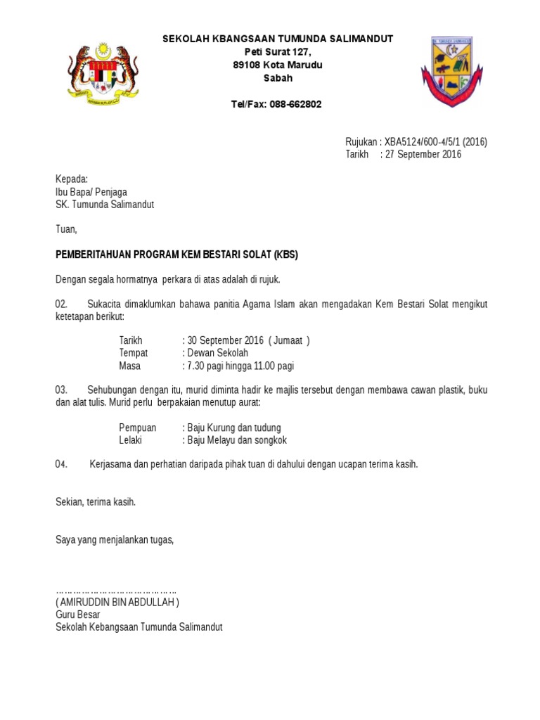 Surat Pemberitahuan KBS | PDF