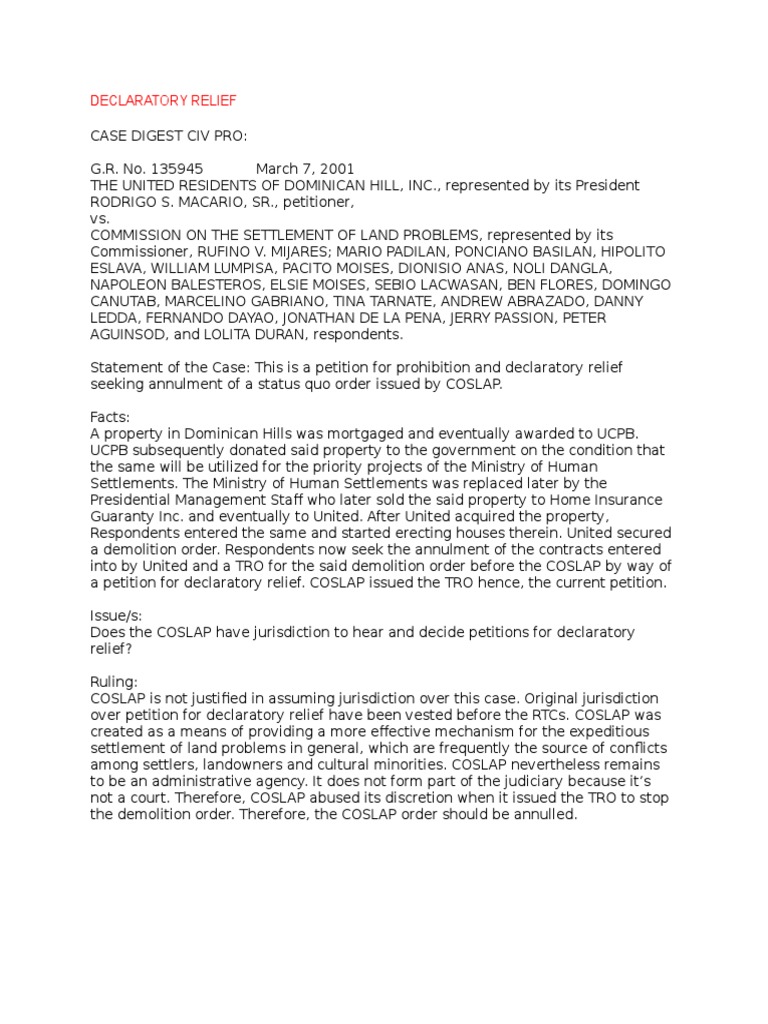 Digest 6 Declaratory Relief | PDF