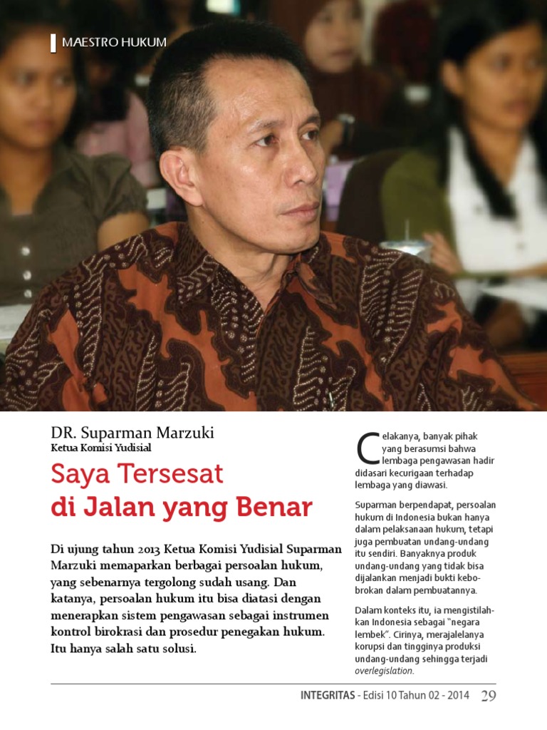 Tokoh INTEGRITAS: DR. Suparman Marzuki | PDF