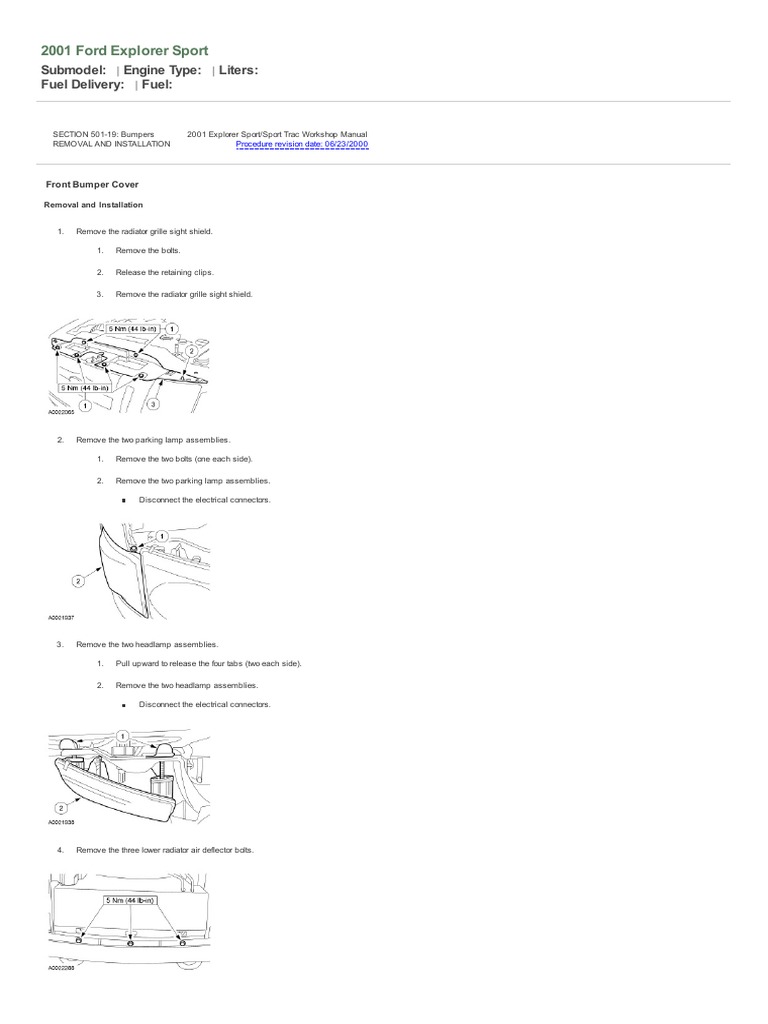 2001 Ford Explorer Front Bumper Guide | PDF