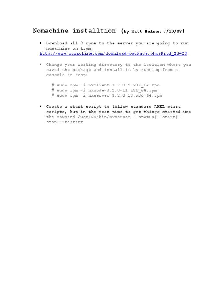 Nomachine Installtion : Download All 3 Rpms To The Server You Are Going ...