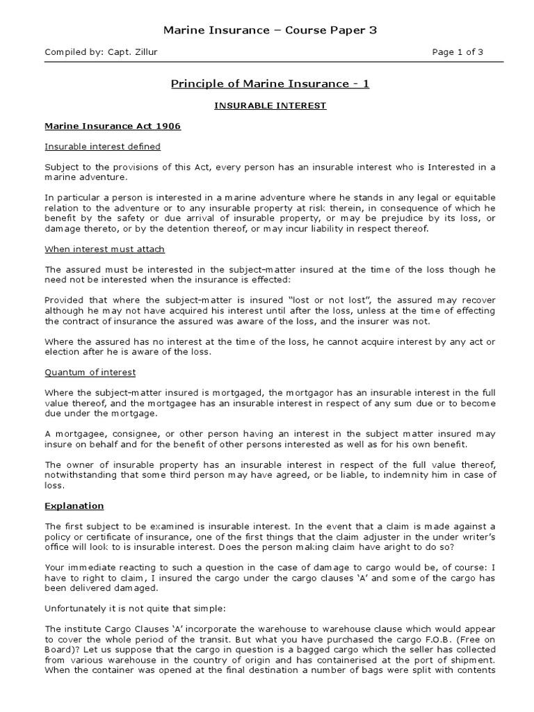 Marine Insurance Course Paper 3 | PDF | Insurance | Industries