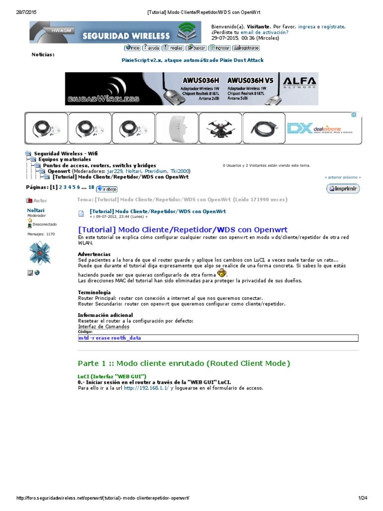 Configuring an OpenWrt Router as a Wireless Client and Access Point | PDF | Enrutador ...