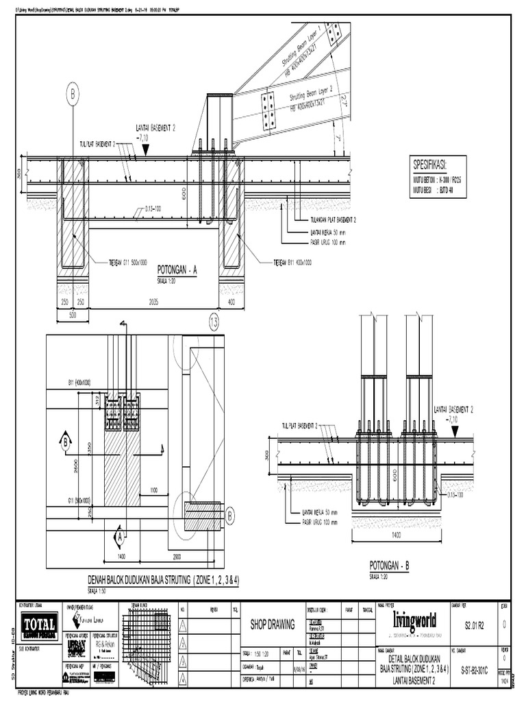 Detail Balok Dudukan Baja Strutting | PDF