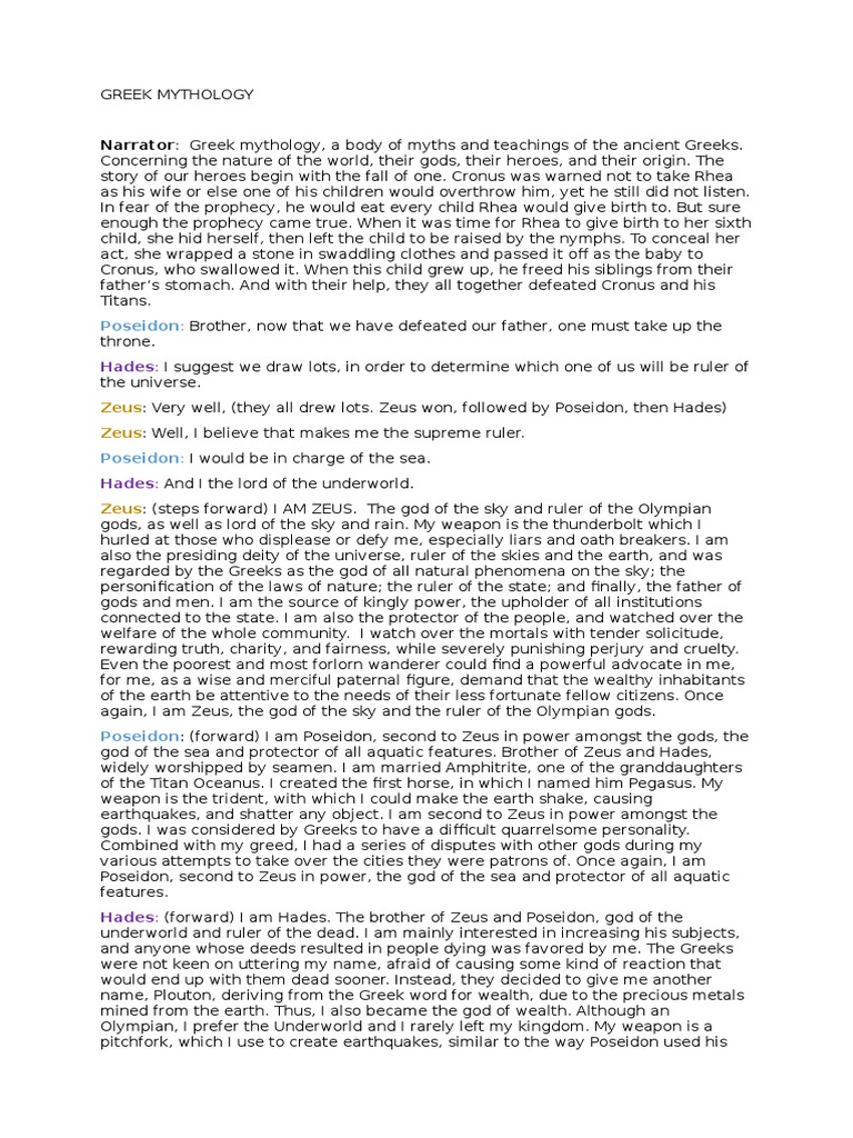 Greek Mythology Script | Hades | Persephone