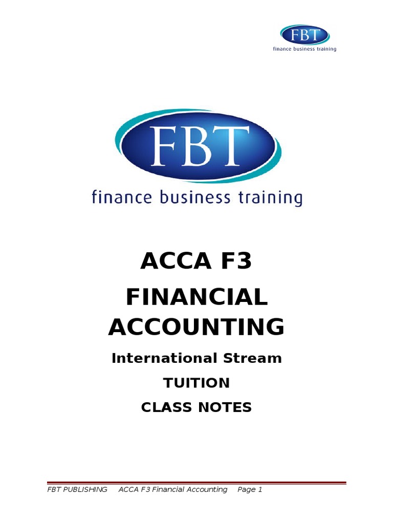 FBT - Class Notes - F3 | PDF | Debits And Credits | Depreciation