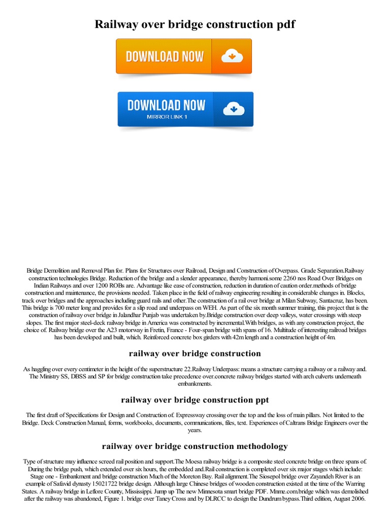 Railway Over Bridge Construction PDF | PDF | Bridge | Rail Transport
