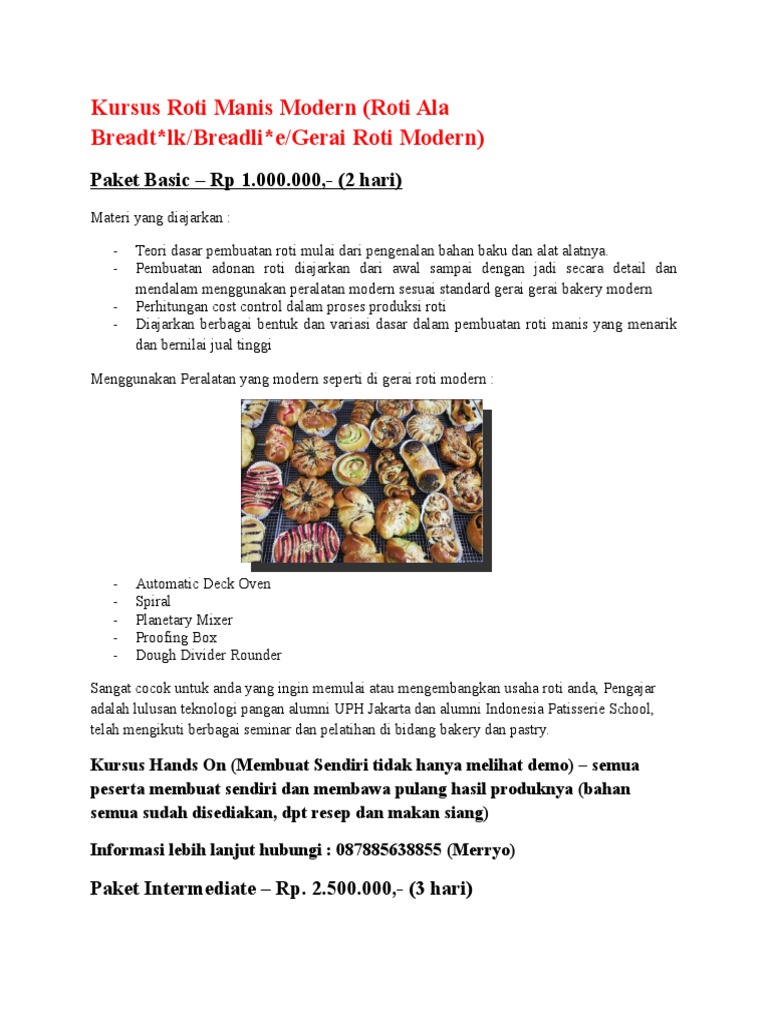 Kursus Roti Manis Modern | PDF