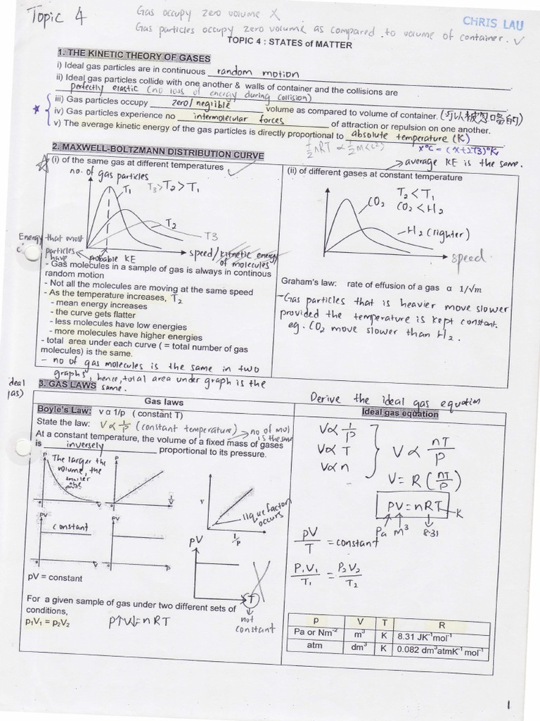 Gas Laws and Calculations Guide | PDF | Intermolecular Force | Gases