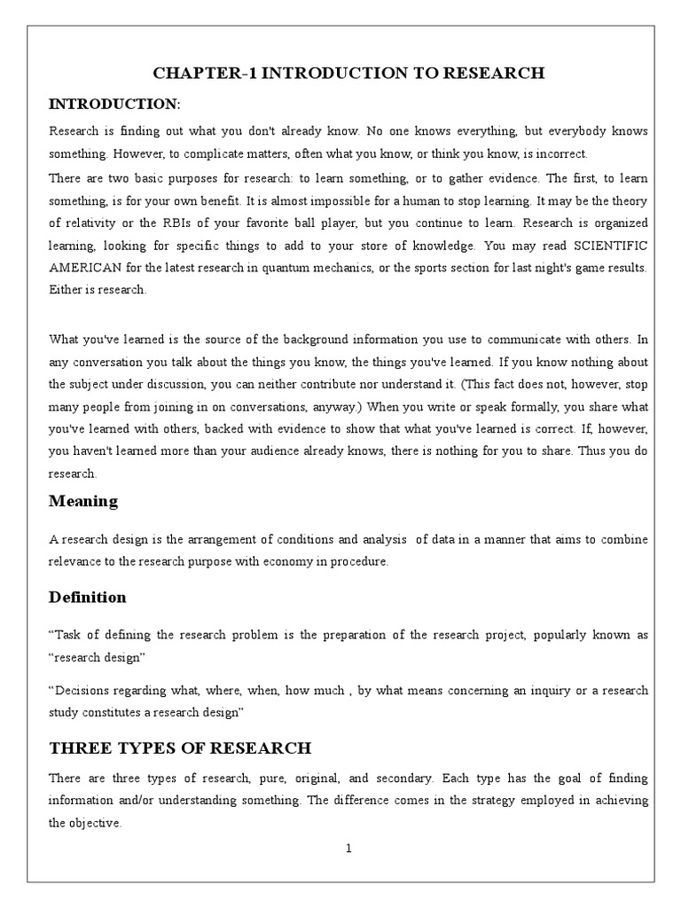 Chapter-1 Introduction To Research | PDF