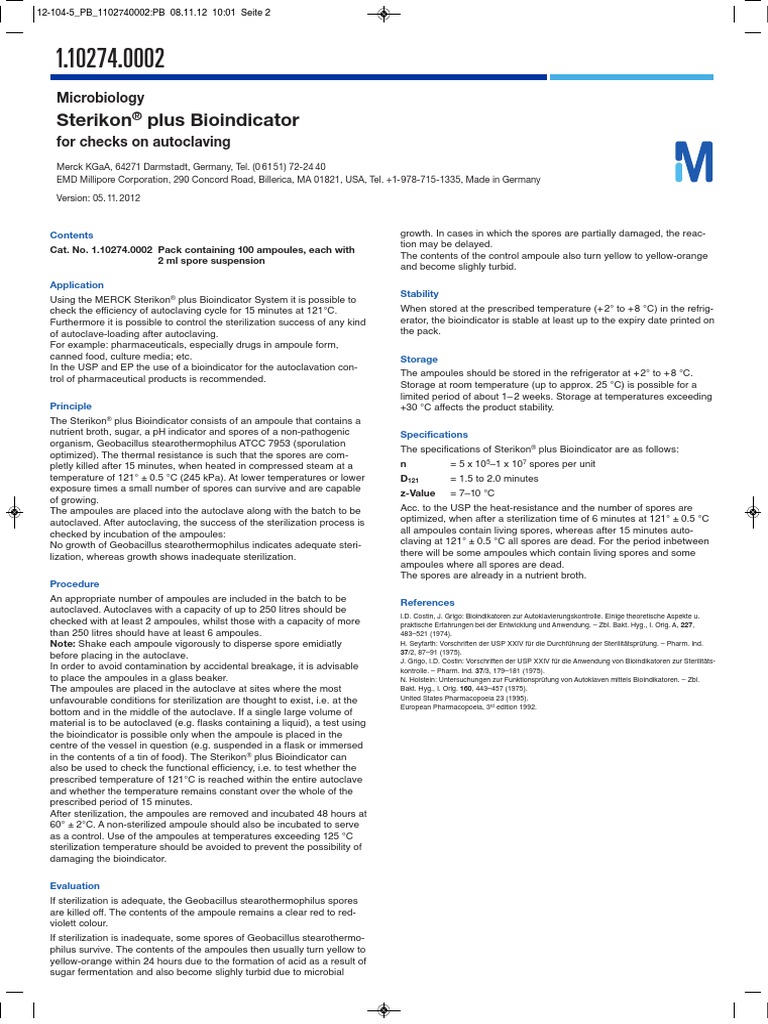Stericon Plus Bioindicator PDF | Download Free PDF | Sterilization ...
