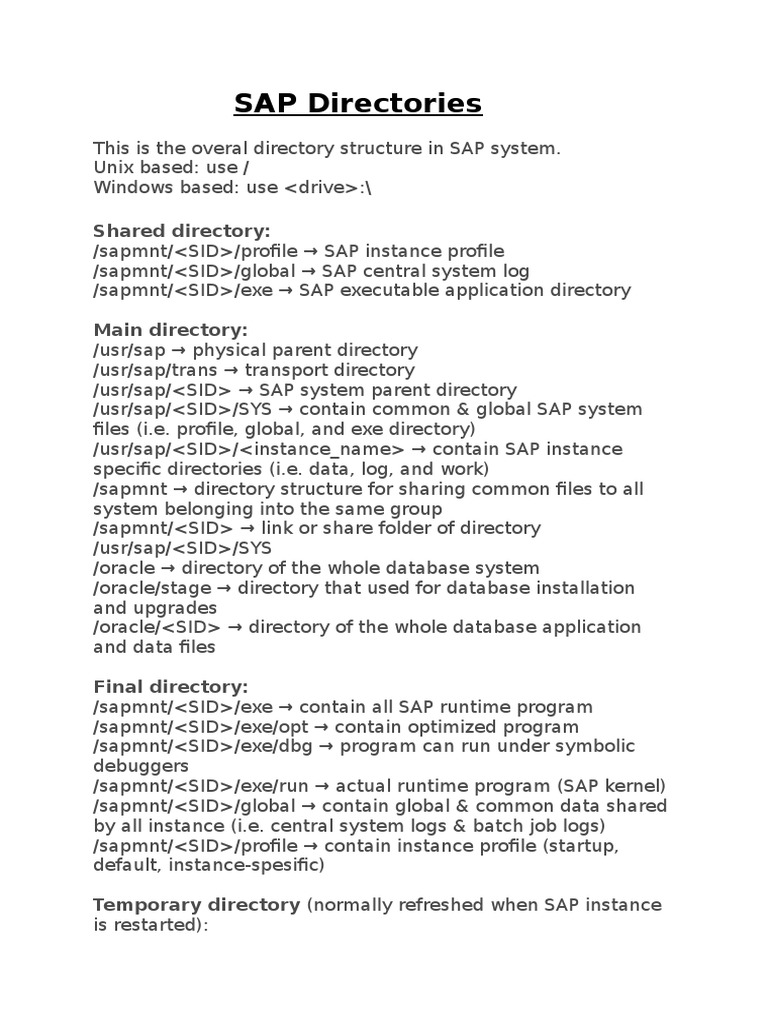 SAP Directories | PDF