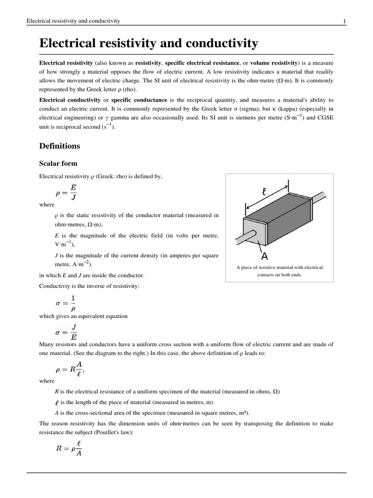 Electric Resistivity Conductivity Wiki | PDF | Electrical Resistivity And Conductivity | Doping ...